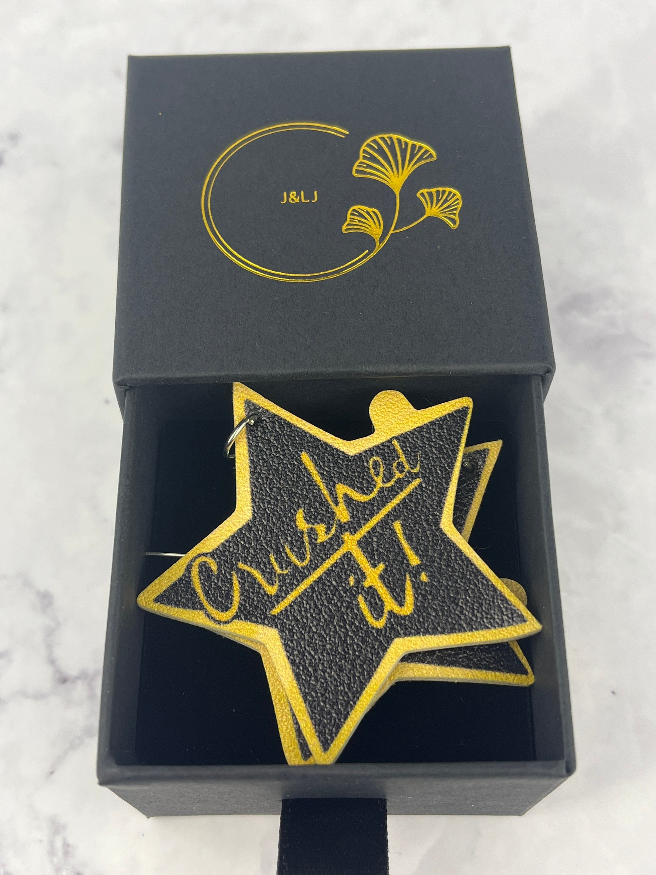 Black and Gold Graduation Star, crushed It - Etsy