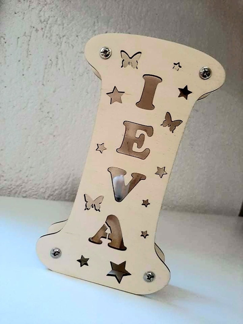 Personalized Wooden Alphabet Name Bedside Lamp Custom Kids - Etsy