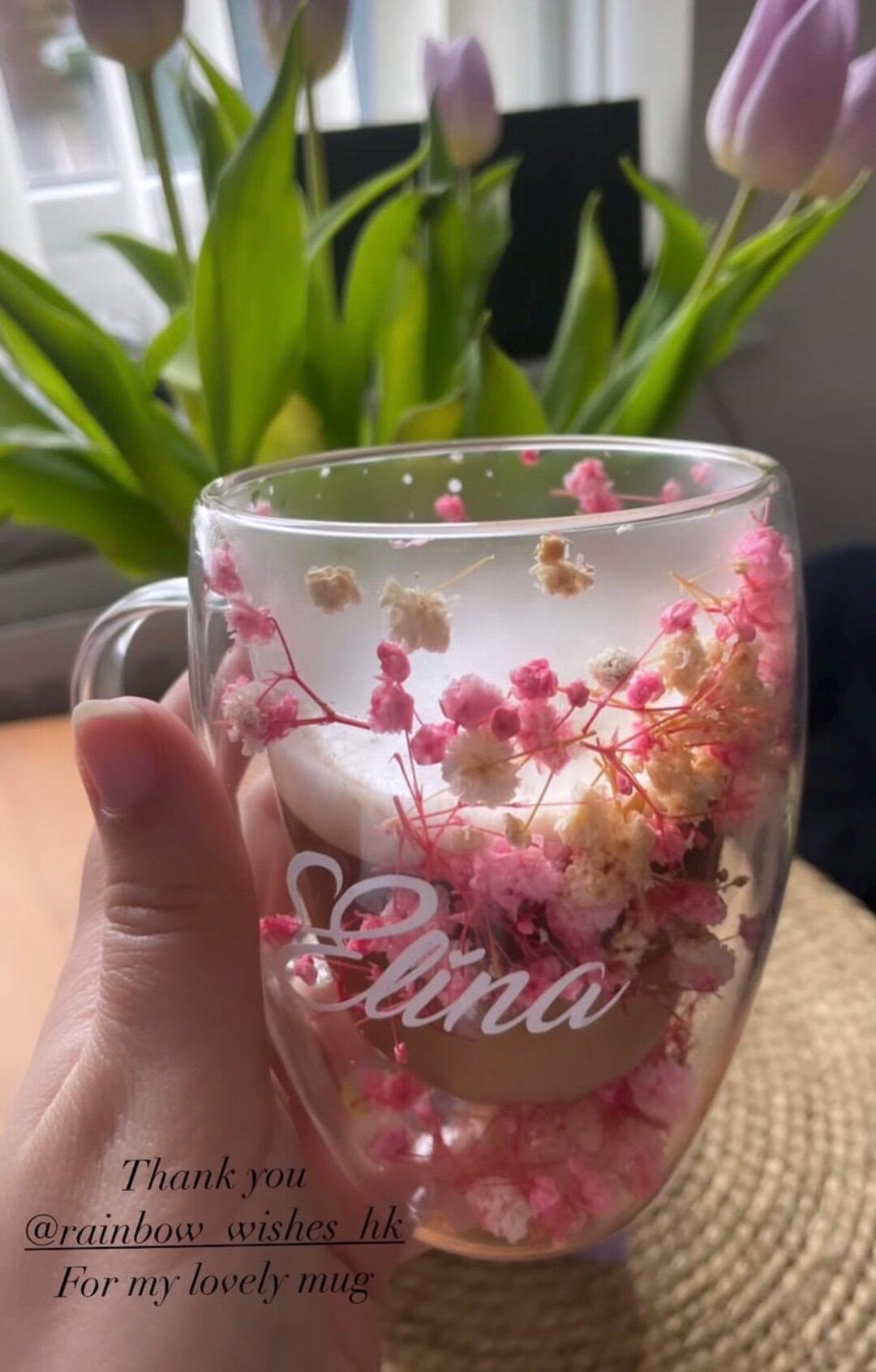 Beautiful Personalised Flower Glass Mug - Etsy
