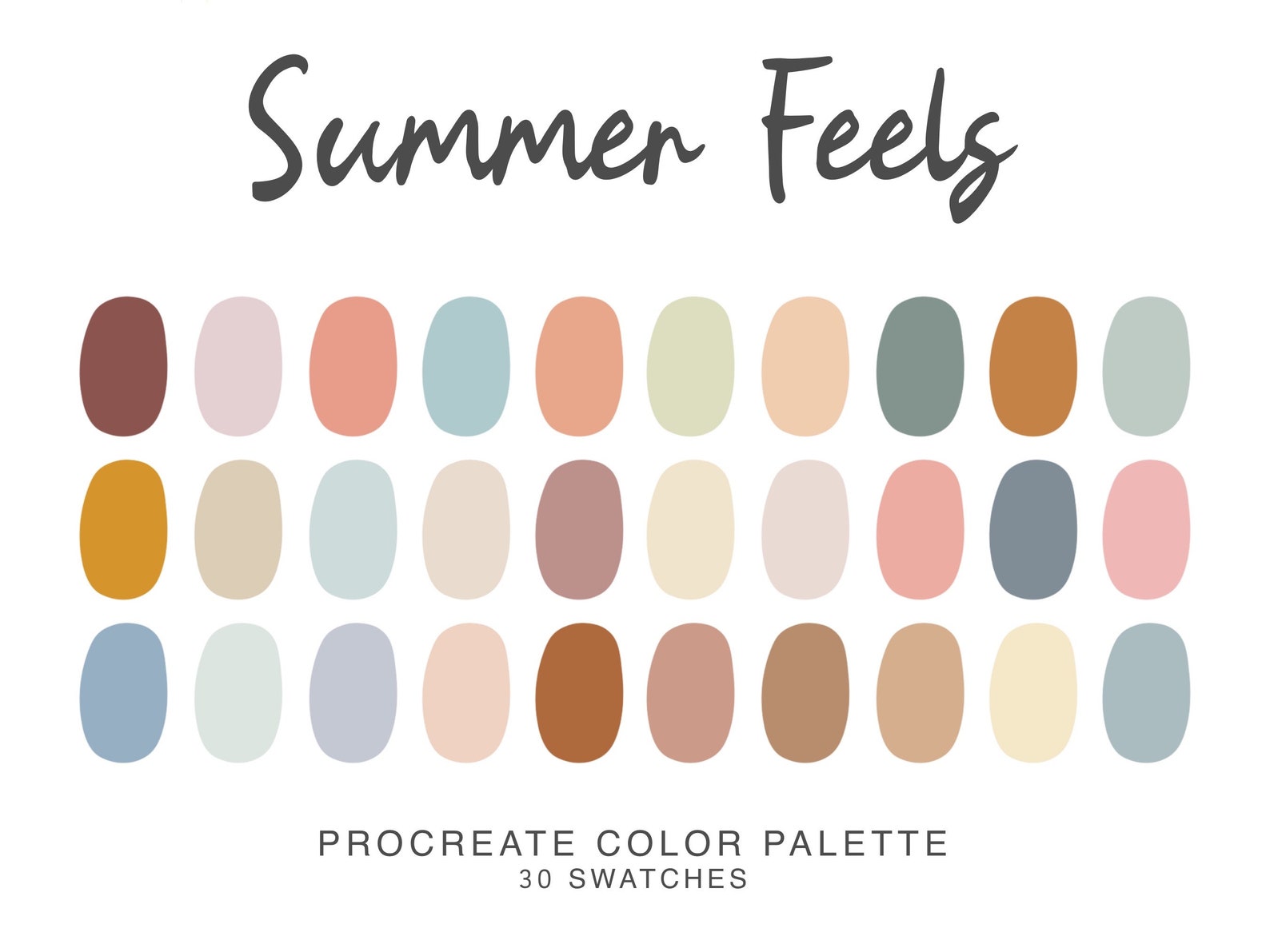 Summer Feels Procreate Color Palette Vibrant Summer Colors for Digital ...