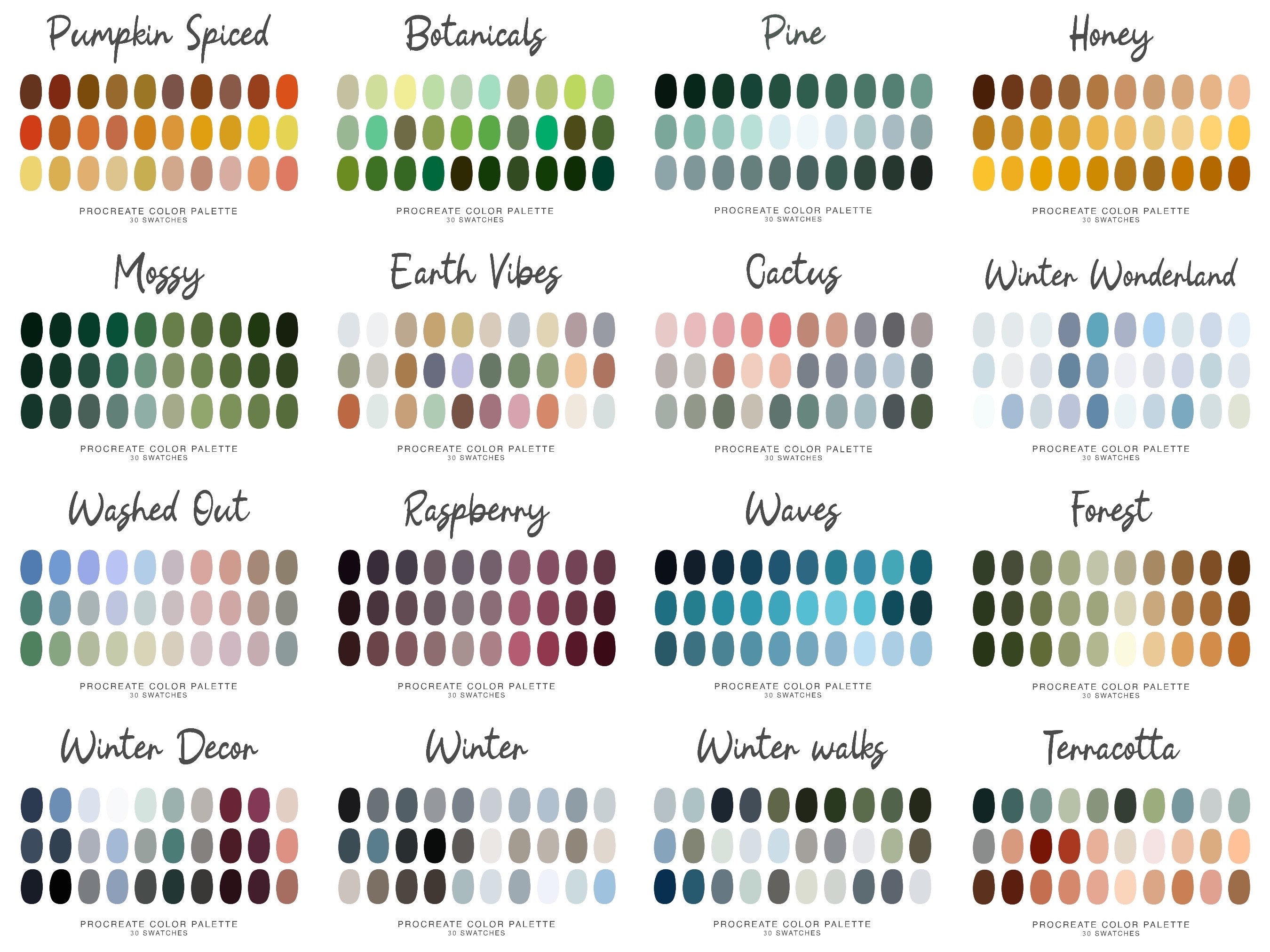 100 Procreate Color Palette Pack Best Ipad Procreate Palette Bundle Color Swatches For Nature
