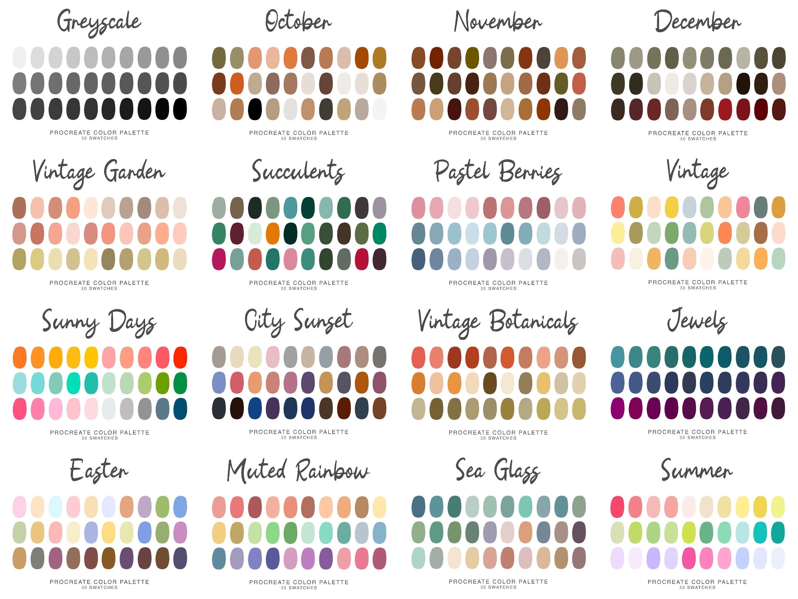 100 Procreate Color Palette Pack Best Ipad Procreate Palette Bundle Color Swatches For Nature