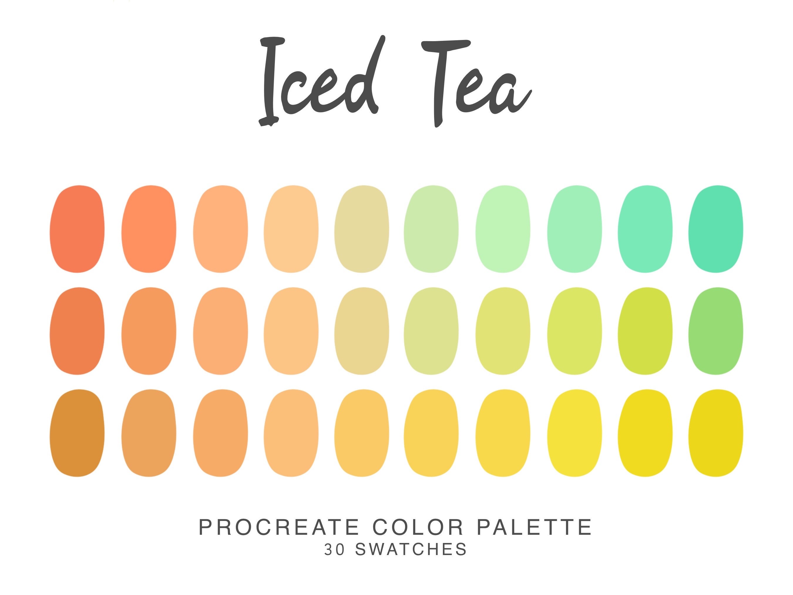 Iced Tea Procreate Color Palette - Vibrant Summer Colors for Digital ...