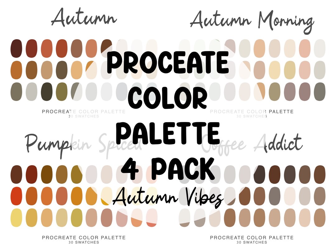 Autumn Aesthetic Procreate Color Palettes 4 Pack Bundle, iPad Procreate ...
