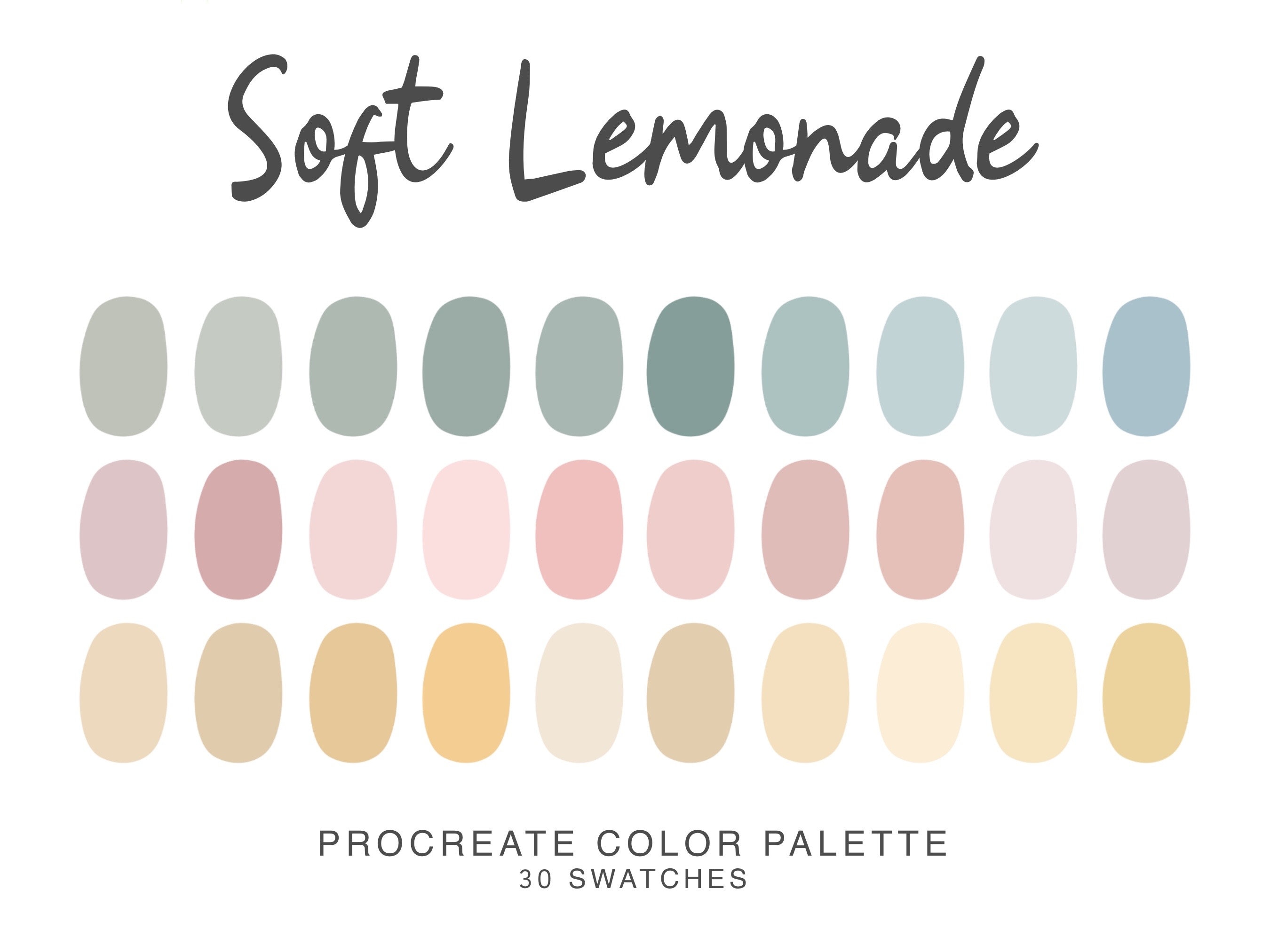 Soft Lemonade Procreate Color Palette Vibrant Summer Colors for Digital ...