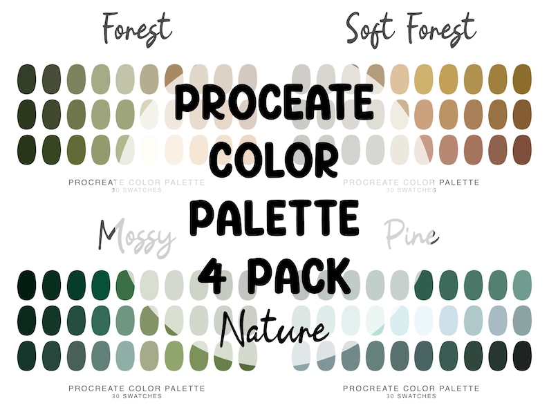 Nature Forest 4 Procreate Color Palettes, iPad Procreate Illustration ...