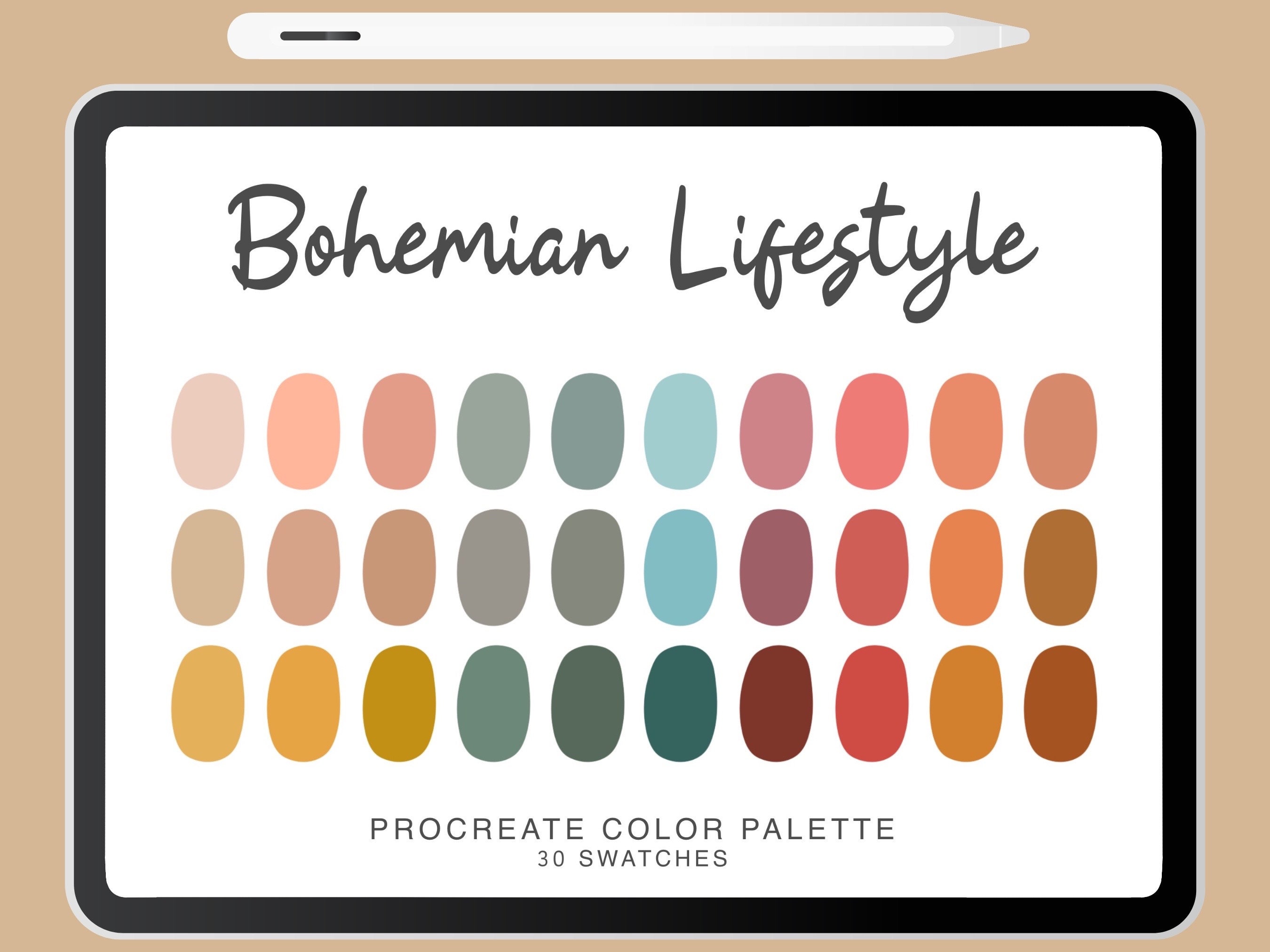 Bohemian Procreate Color Palette, iPad Procreate Illustration, Color ...