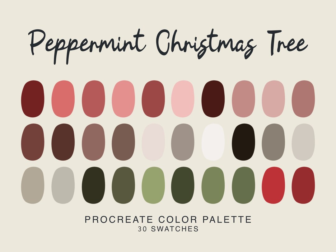 Peppermint Christmas Tree Procreate Color Palette, Christmas Color ...