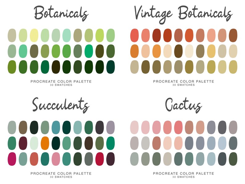 Nature Plant 4 Procreate Color Palettes, iPad Procreate Illustration ...