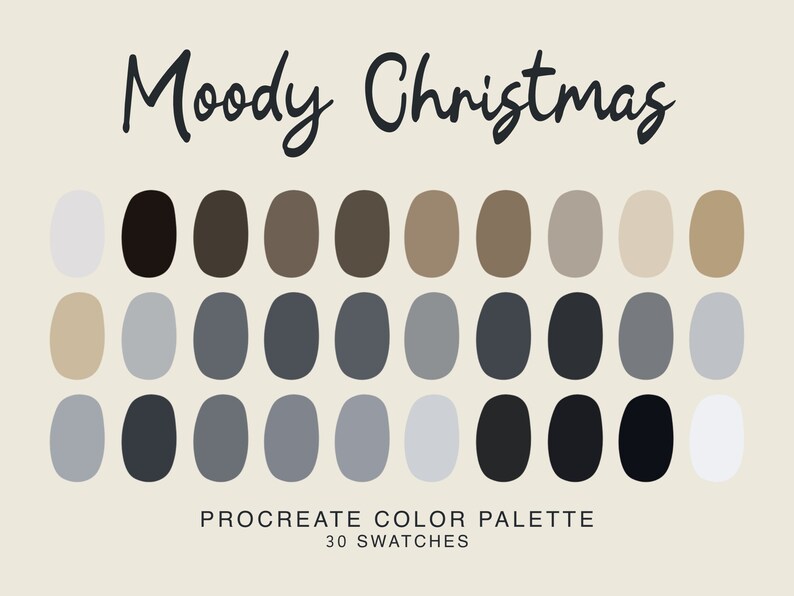 Moody Christmas Procreate Color Palette, Christmas Color Swatches for ...