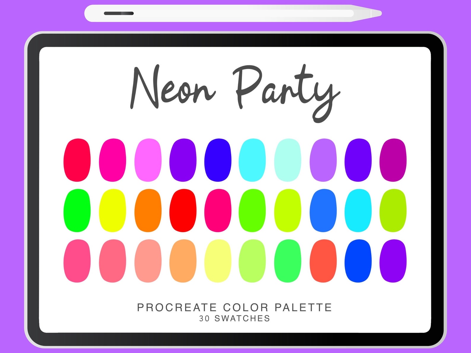 Neon Procreate Color Palette, iPad Procreate Illustration, Color ...
