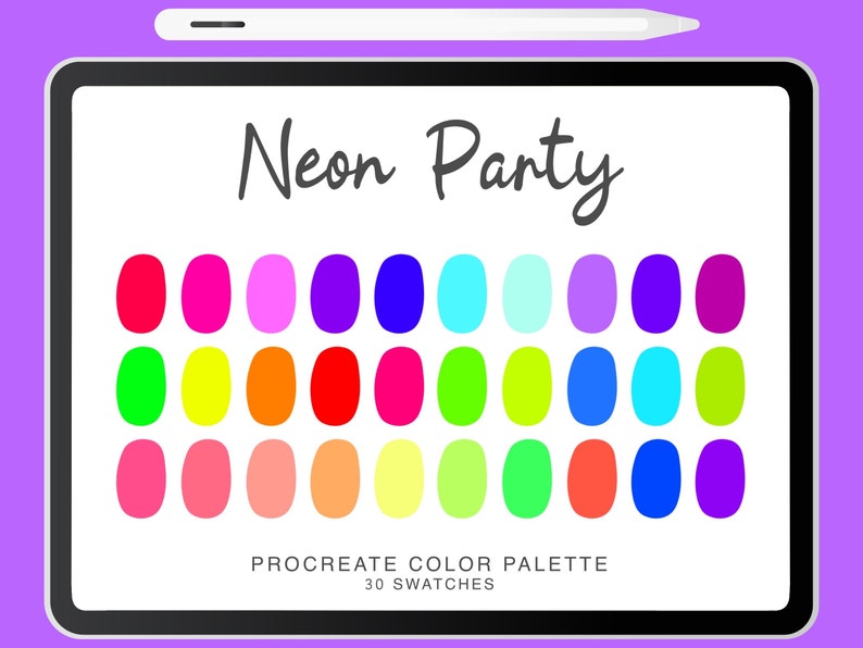 Neon Procreate Color Palette, iPad Procreate Illustration, Color ...