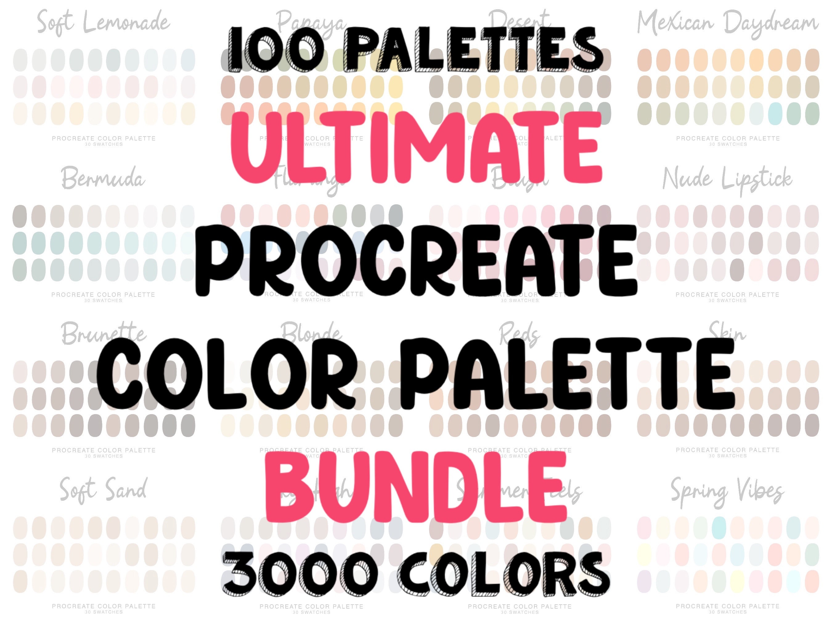 100 Procreate Color Palette Pack, Best iPad Procreate Palette Bundle ...