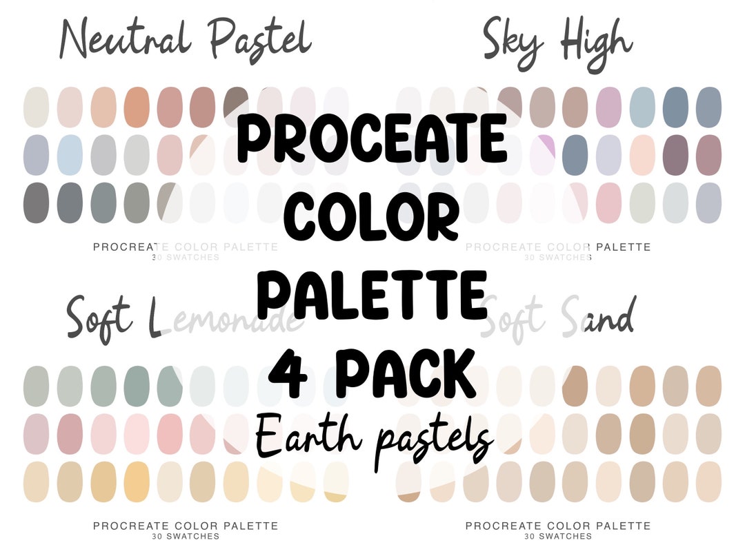 Earth Pastel Tones Aesthetic Procreate Color Palettes 4 Pack Bundle ...