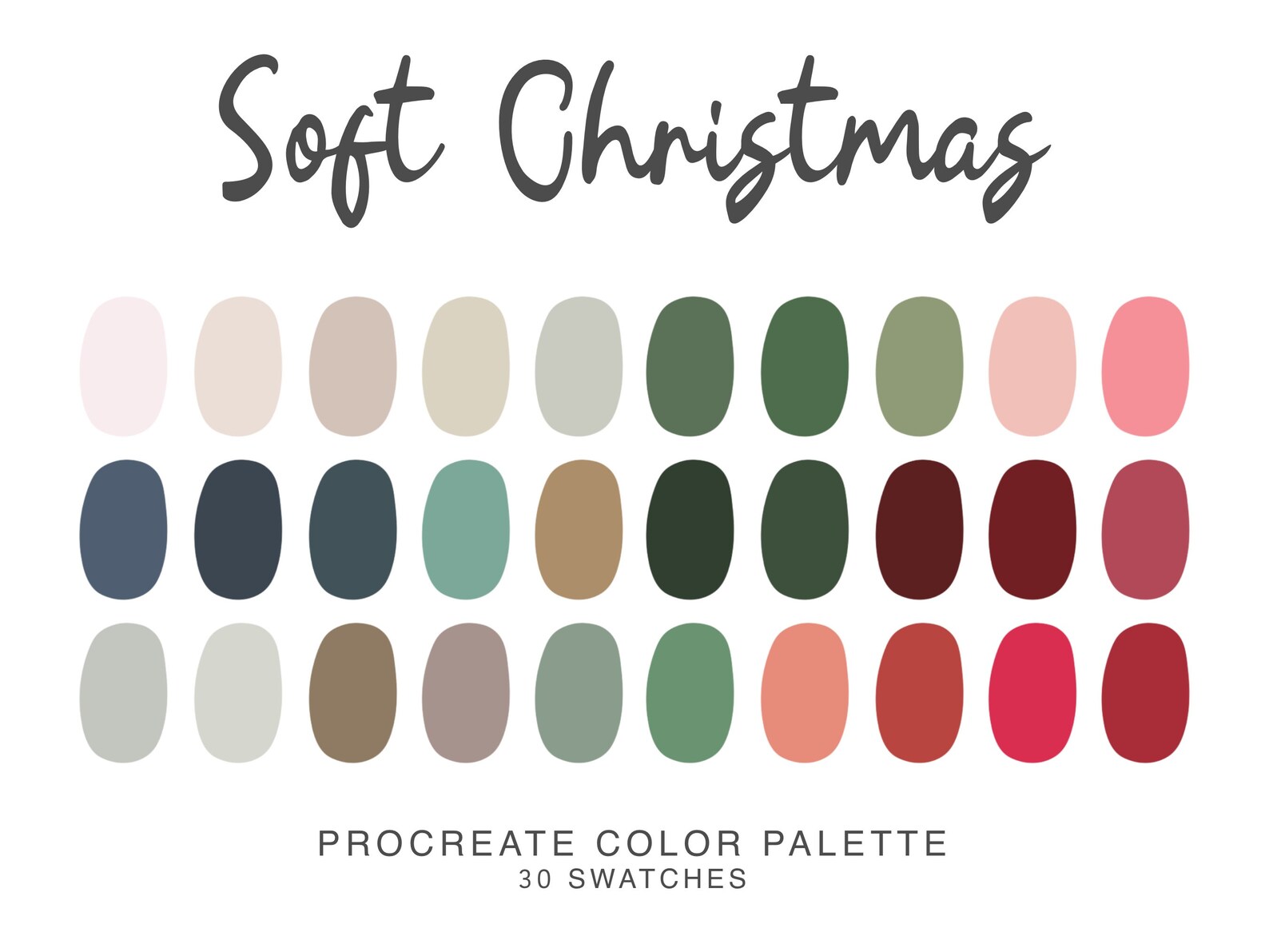 Christmas Procreate Color Palette, iPad Procreate Illustration, Soft ... Christmas Procreate Color Palette, iPad Procreate Illustration, Soft ...