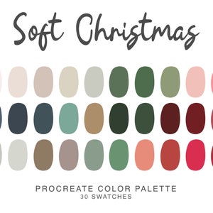 Christmas Procreate Color Palette, iPad Procreate Illustration, Soft Christmas Color Swatches ...