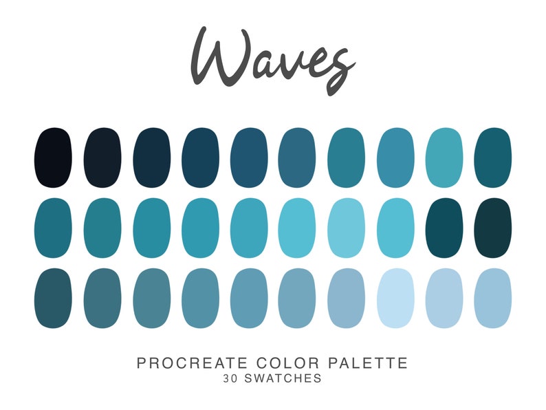 Waves Procreate Color Palette, iPad Procreate Illustration, Color ...