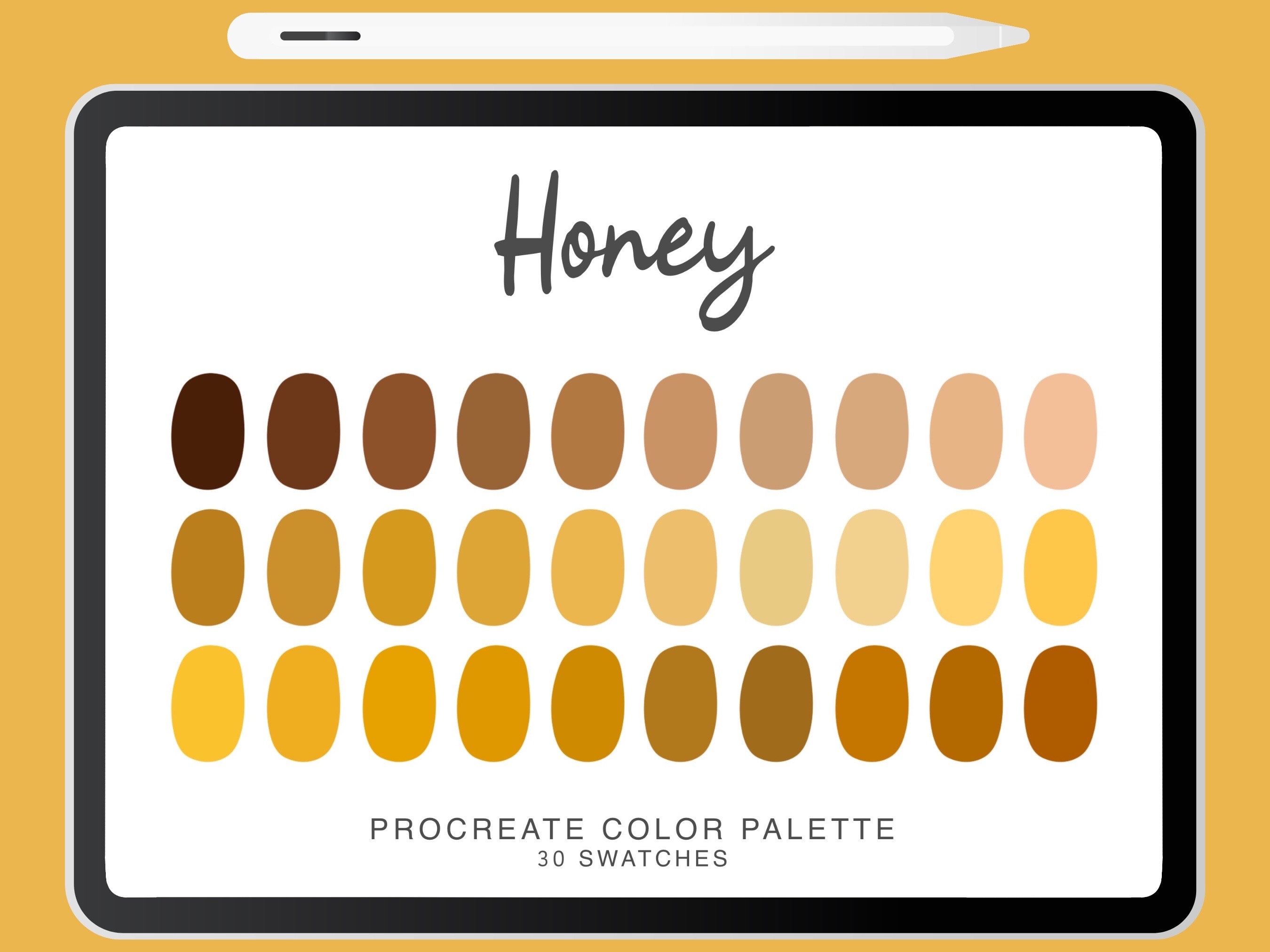 Honey Procreate Color Palette, iPad Procreate Illustration, Honey Color ...