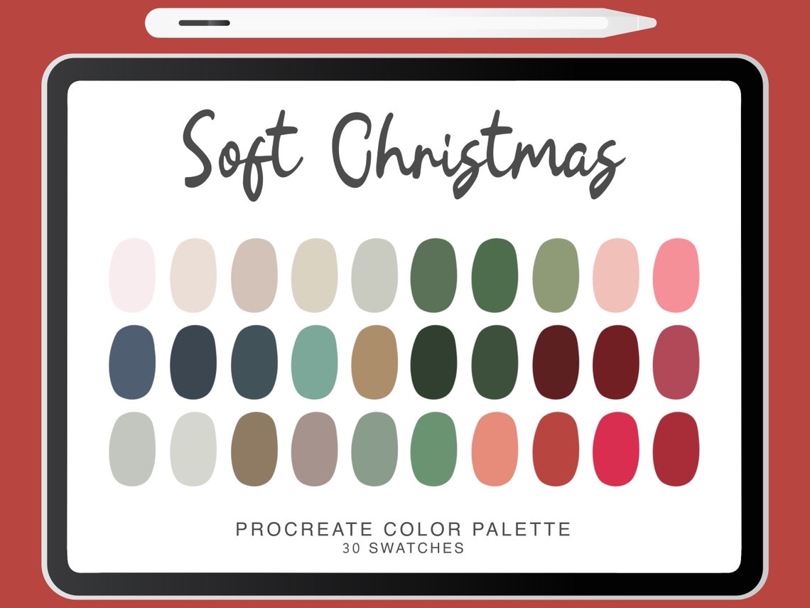 Christmas Procreate Color Palette, iPad Procreate Illustration, Soft ...