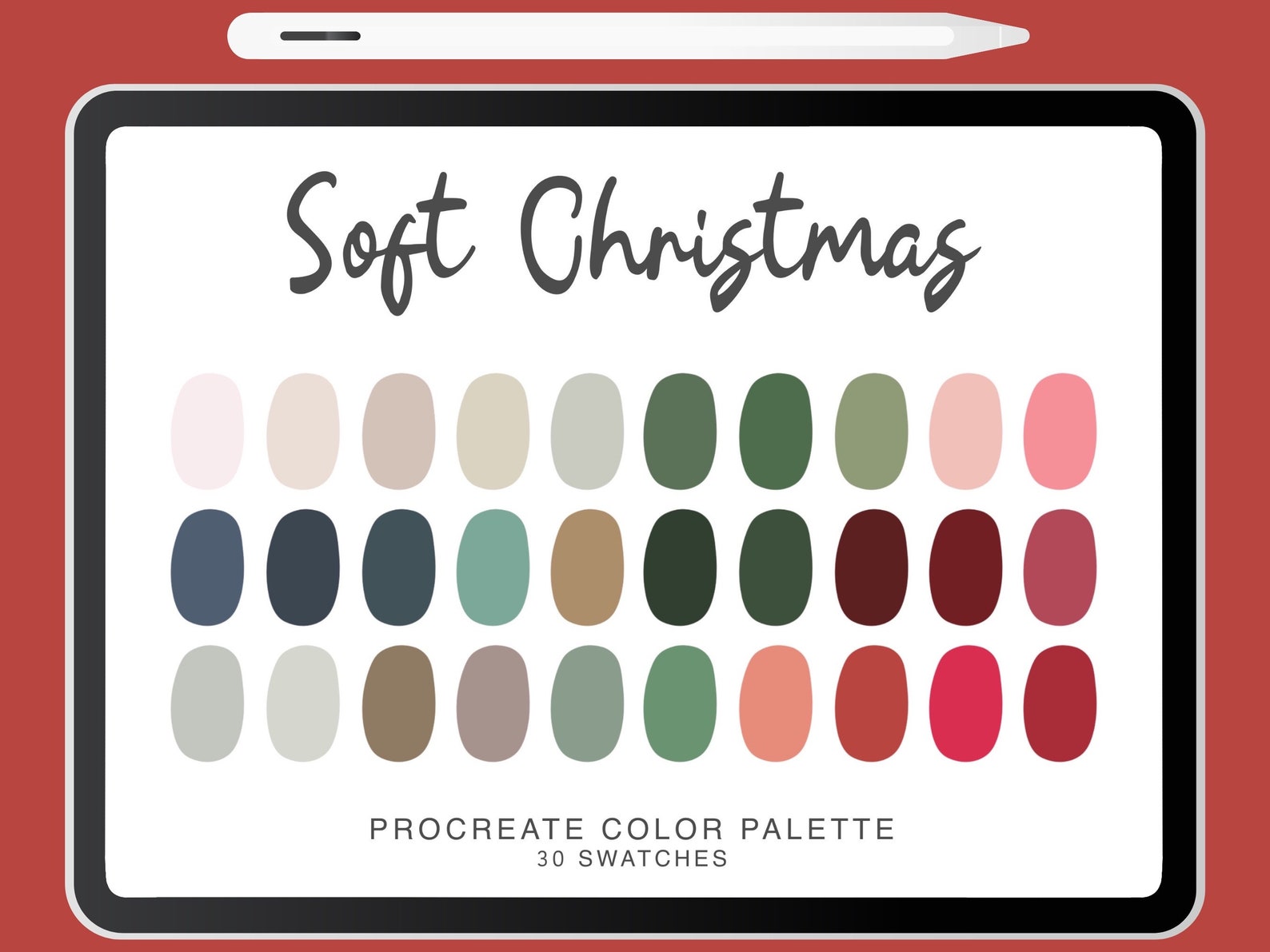 Christmas Procreate Color Palette, iPad Procreate Illustration, Soft ...