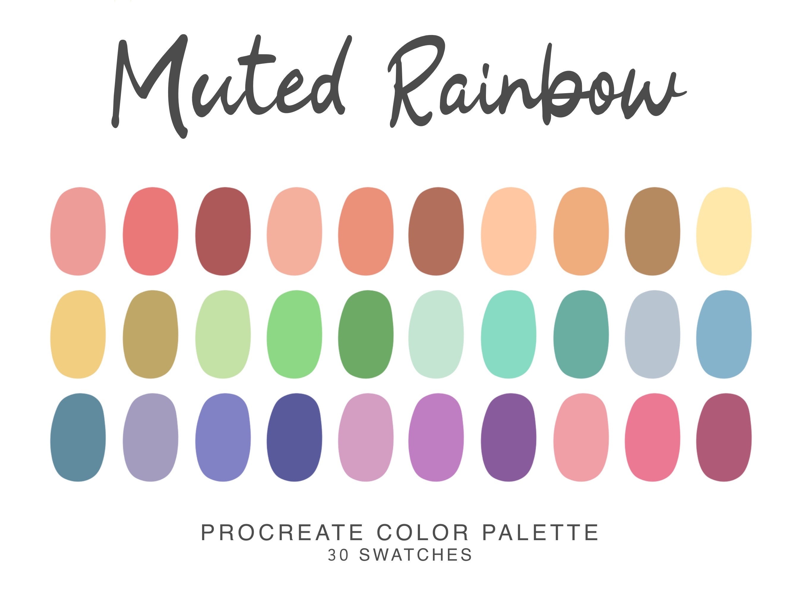 Muted Rainbow Procreate Color Palette - Vibrant Summer Colors for ...