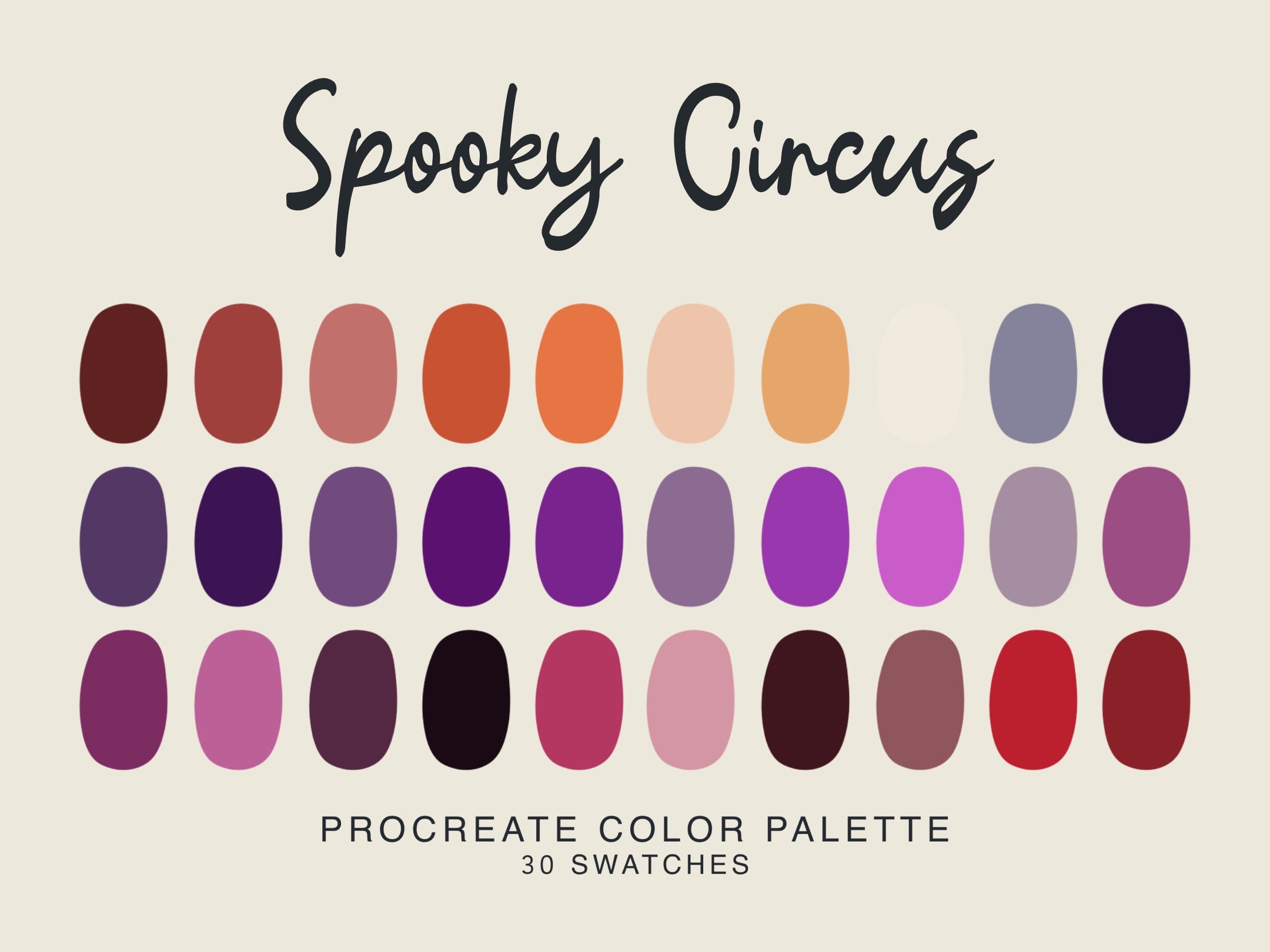 Spooky Circus Procreate Color Palette, iPad Procreate Illustration ...