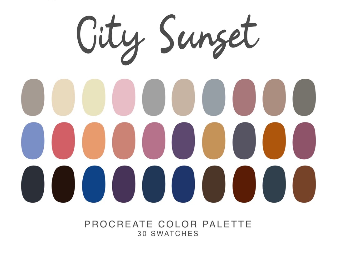 City Sunset Procreate Color Palette - Vibrant Summer Colors for Digital ...