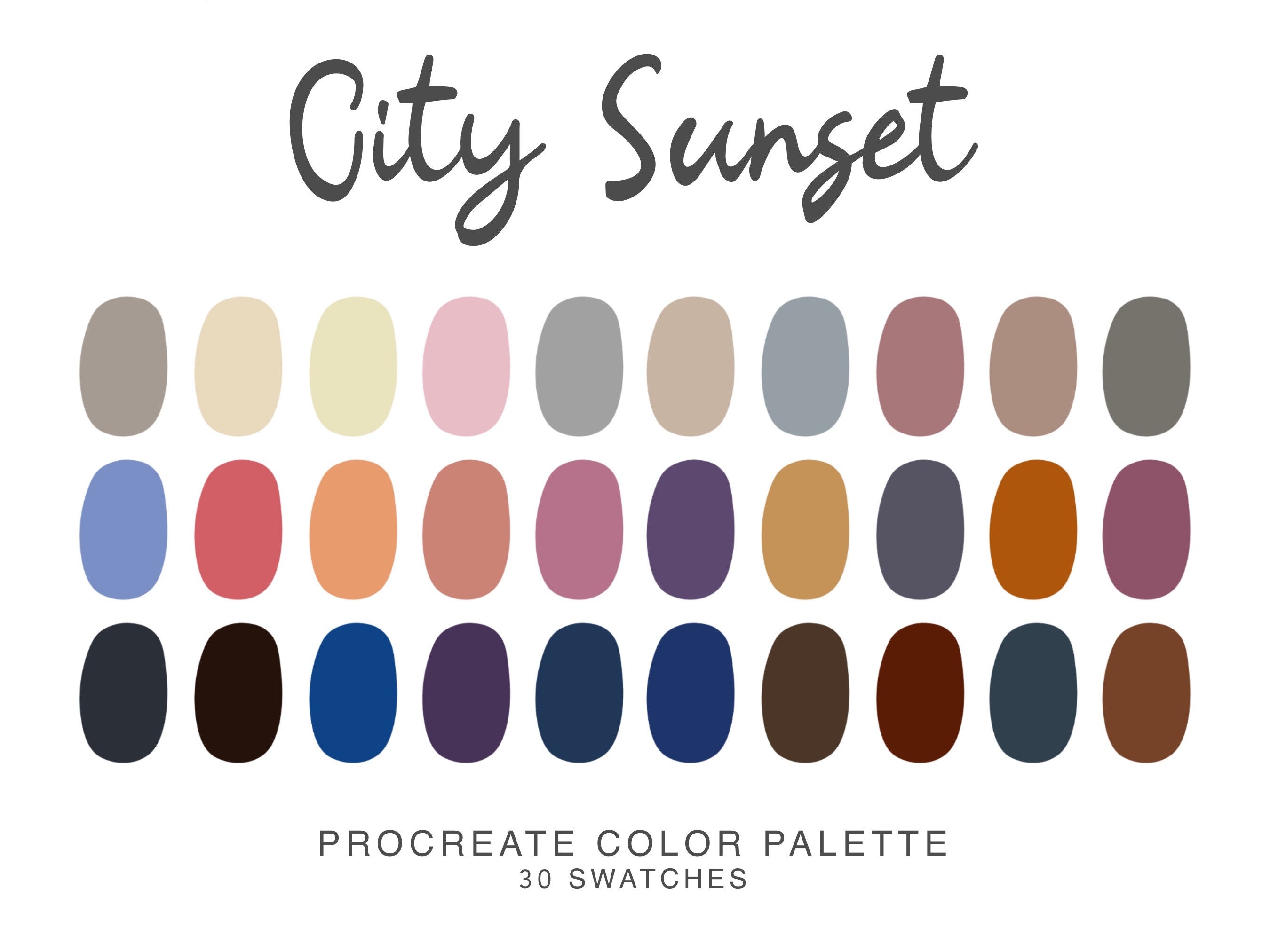 City Sunset Procreate Color Palette - Vibrant Summer Colors for Digital ...