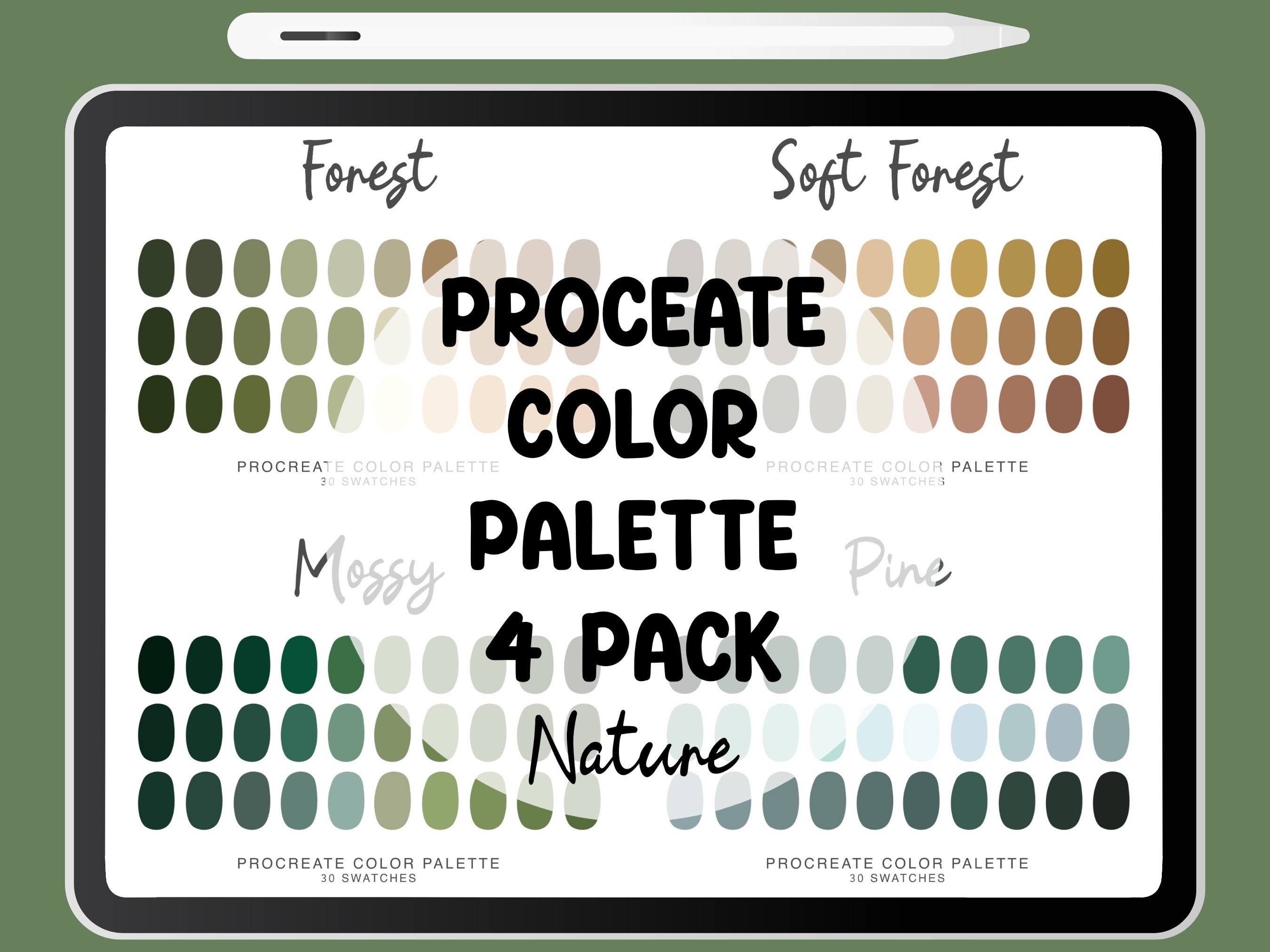 Nature Forest 4 Procreate Color Palettes, iPad Procreate Illustration ...