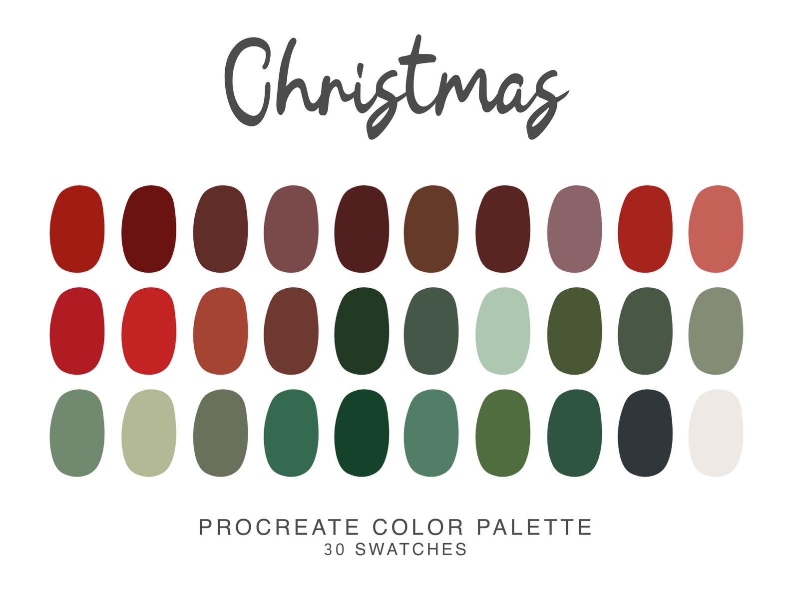 Christmas Procreate Color Palette, iPad Procreate Illustration ...