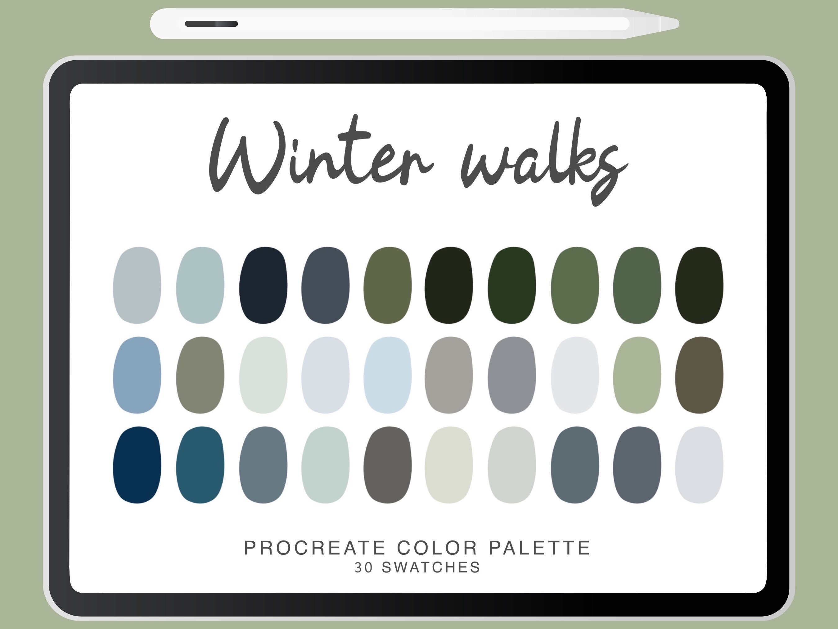 Winter Walks Procreate Color Palette, iPad Procreate Illustration ...