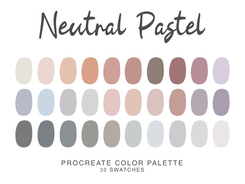 Earth Pastel Tones Aesthetic Procreate Color Palettes 4 Pack Bundle ...