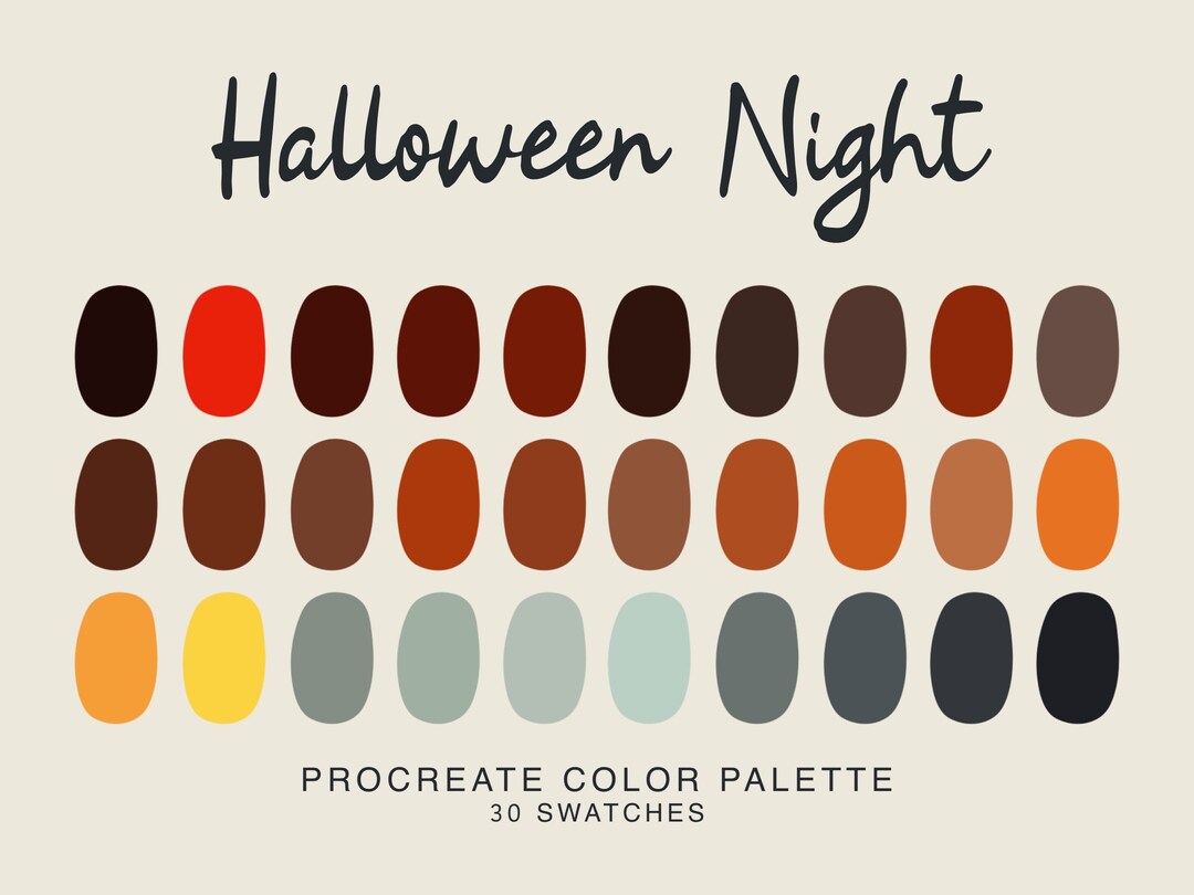 Halloween Night Procreate Color Palette, iPad Procreate Illustration ...