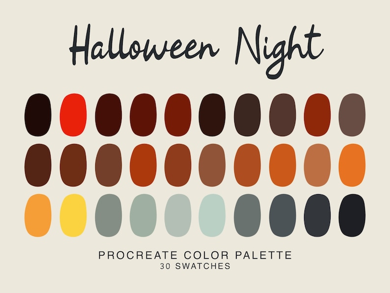 Halloween Night Procreate Color Palette, iPad Procreate Illustration ...