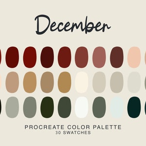 December Christmas Procreate Color Palette, Christmas Color Swatches ...