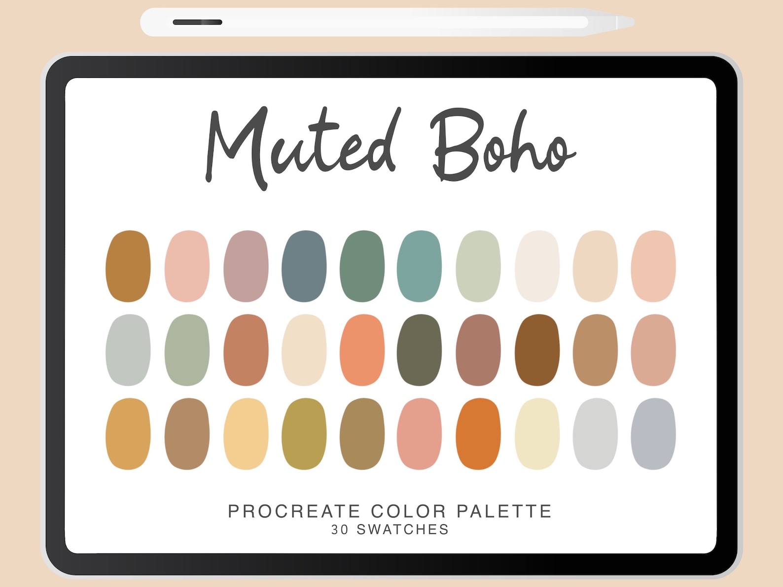 Boho Muted Procreate Color Palette, iPad Procreate Illustration, Color ...
