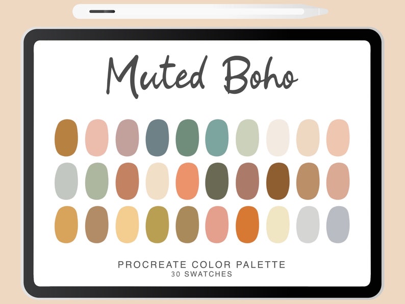 Boho Muted Procreate Color Palette, iPad Procreate Illustration, Color ...