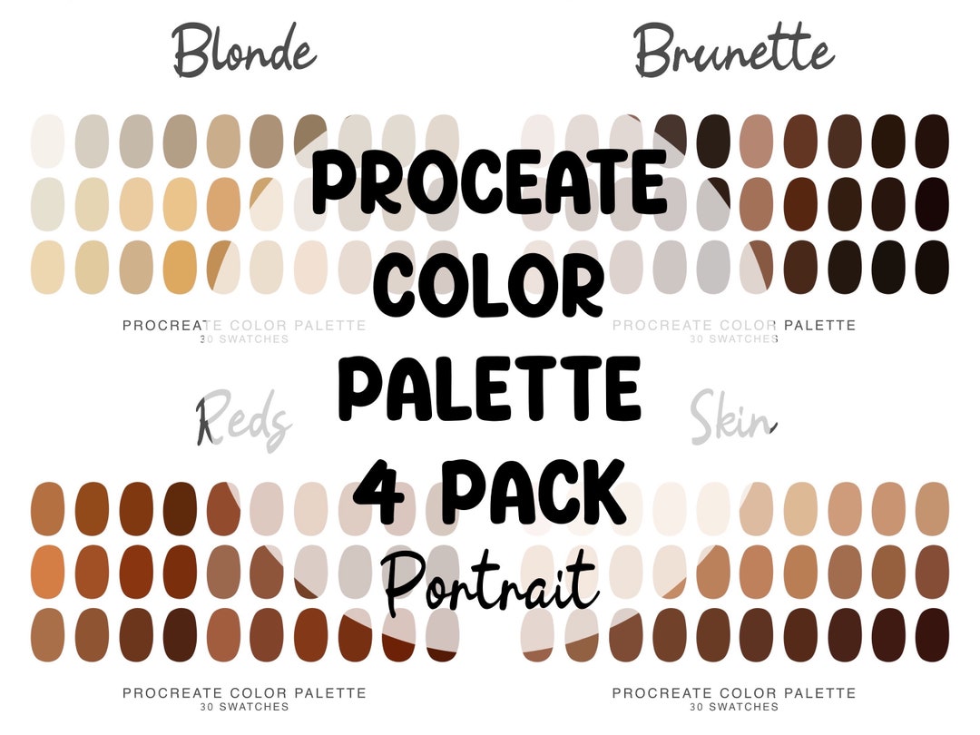 Portrait Hair Skin Procreate Color Palettes, 4 iPad Procreate ...