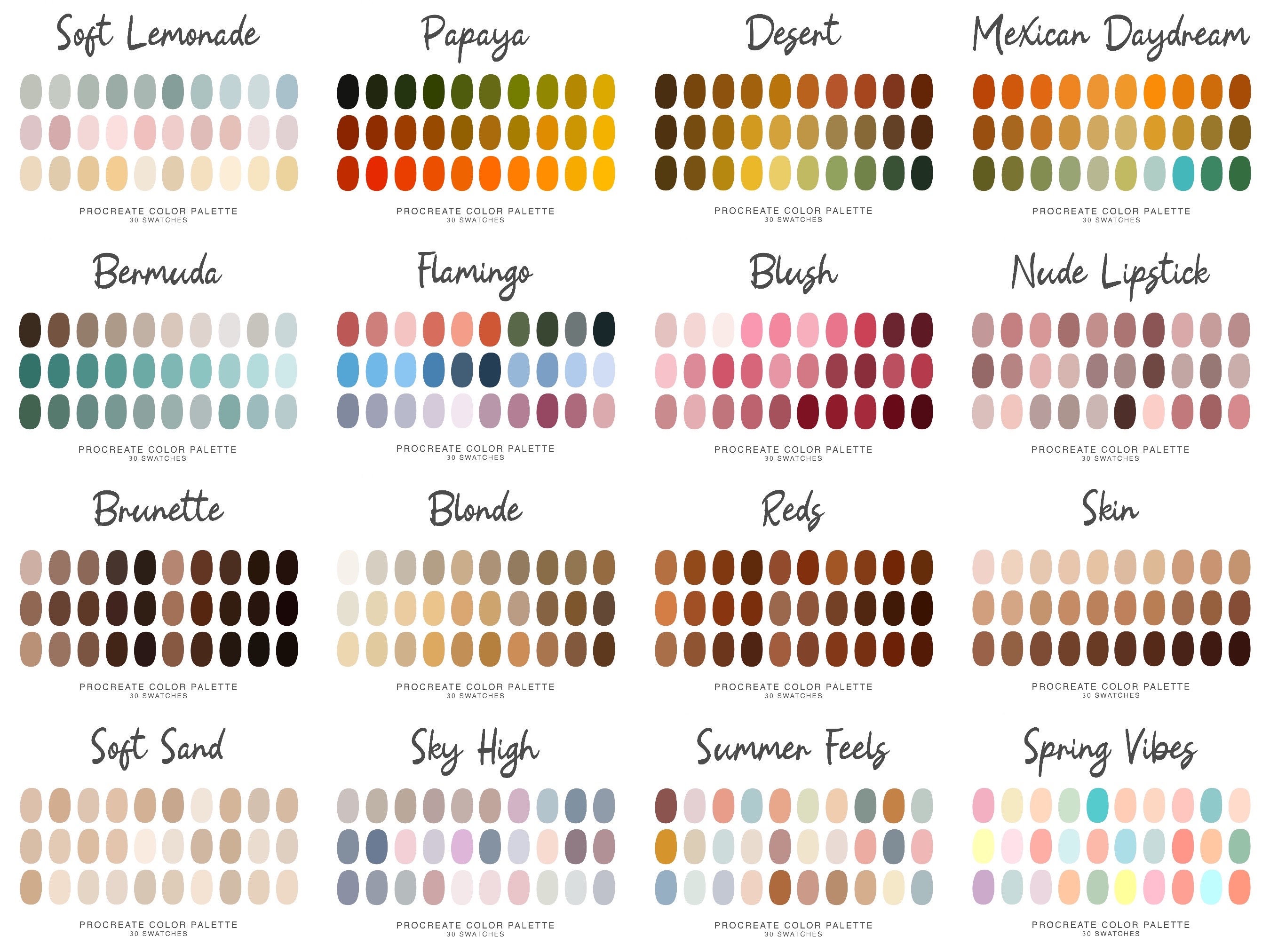 100 Procreate Color Palette Pack, Best iPad Procreate Palette Bundle ...