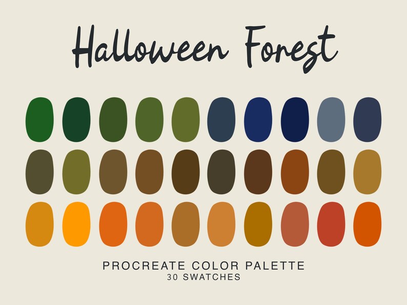Halloween Forest Procreate Color Palette, iPad Procreate Illustration ...