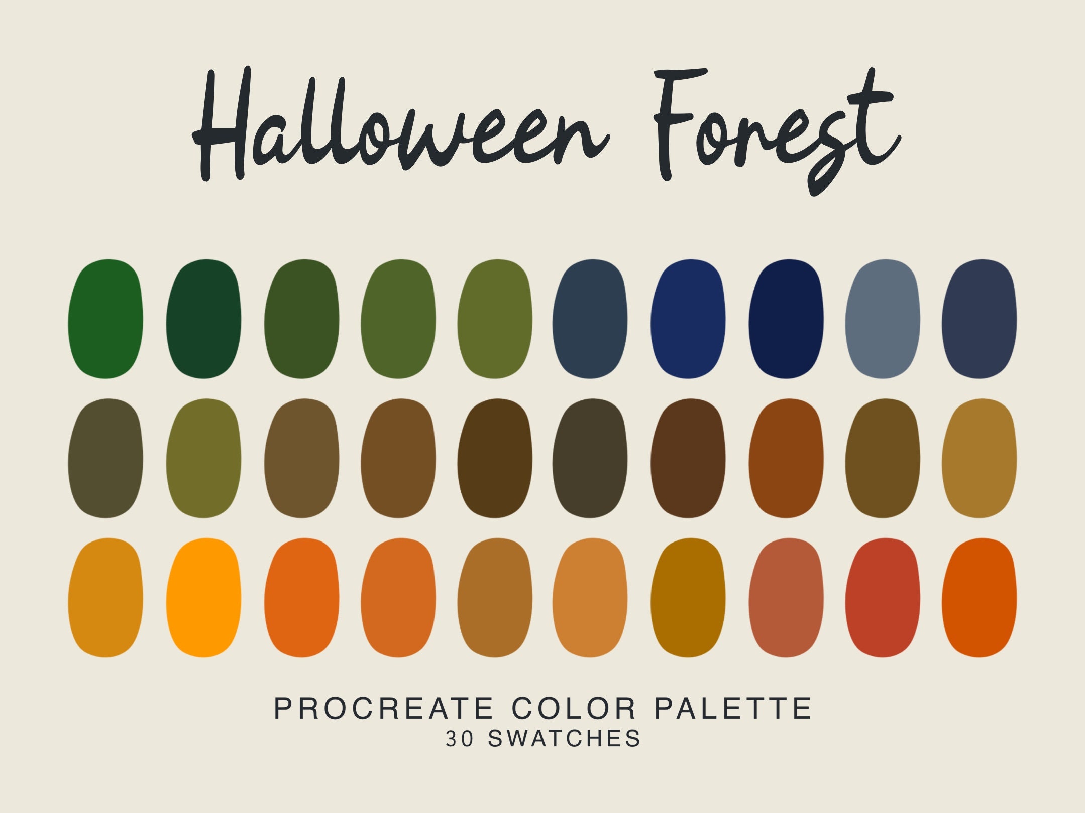 Halloween Forest Procreate Color Palette, iPad Procreate Illustration ...