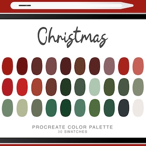 Christmas Procreate Color Palette, iPad Procreate Illustration, Christmas Color Swatches for ...