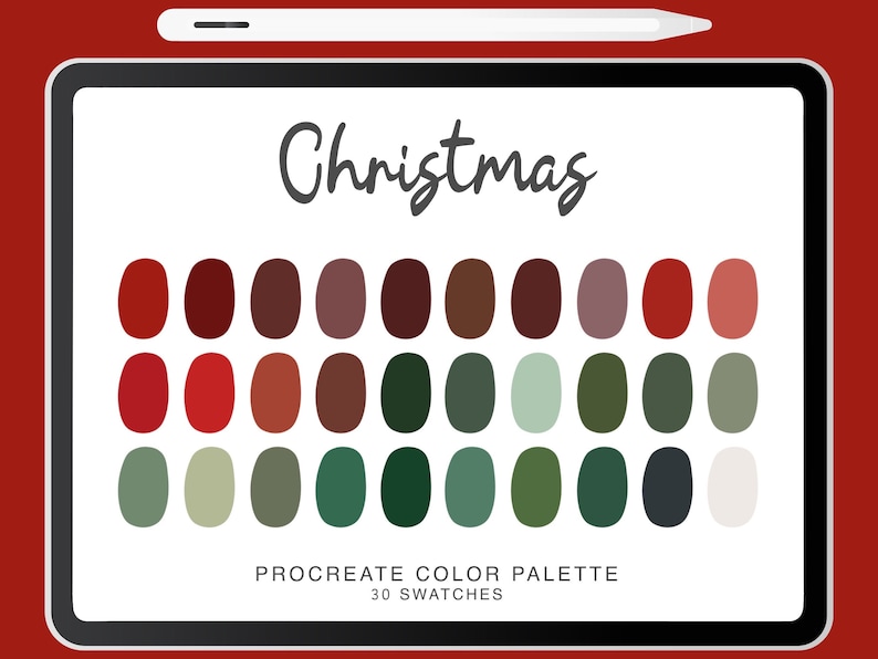 Christmas Procreate Color Palette, iPad Procreate Illustration ...
