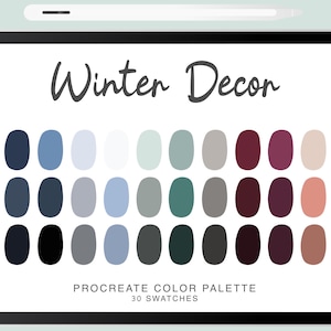 Winter Decor Procreate Color Palette, iPad Procreate Illustration ...