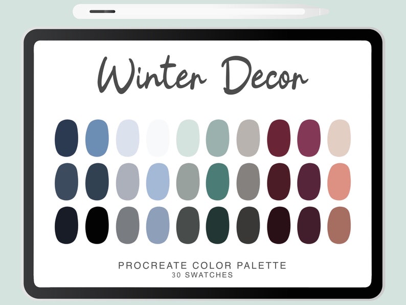 Winter Decor Procreate Color Palette, iPad Procreate Illustration ...