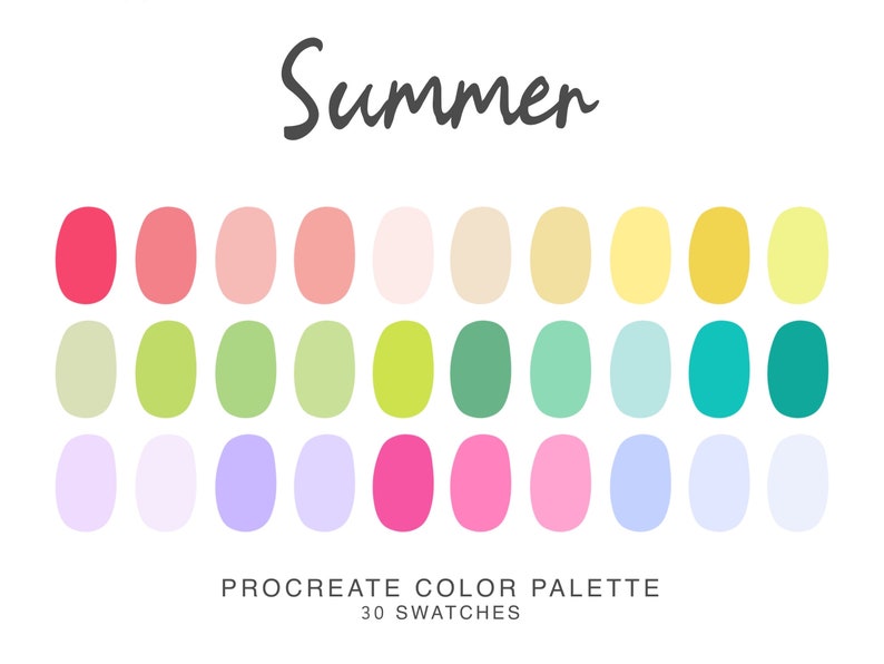 Summer Procreate Color Palette - Vibrant Summer Colors for Digital Art ...