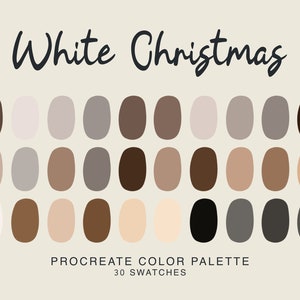 White Christmas Procreate Color Palette, Christmas Color Swatches for ...