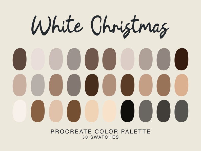 White Christmas Procreate Color Palette, Christmas Color Swatches for ...