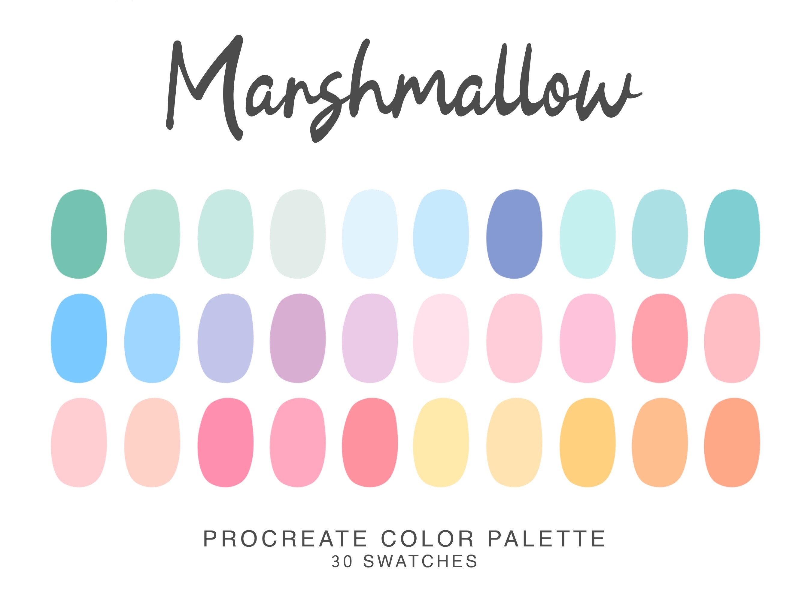 Marshmallow Procreate Color Palette - Vibrant Summer Colors for Digital ...