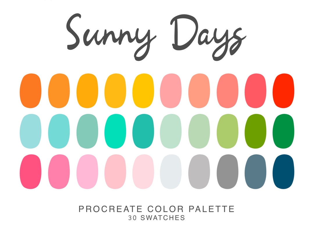 Sunny Days Procreate Color Palette - Vibrant Summer Colors for Digital ...